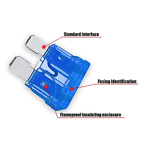 Yonpu 50 PCS Car Fuses, 15A Medium Car Blade Fuse Replacement for Car/RV/Truck/Motorcycle/Boat (Blue)