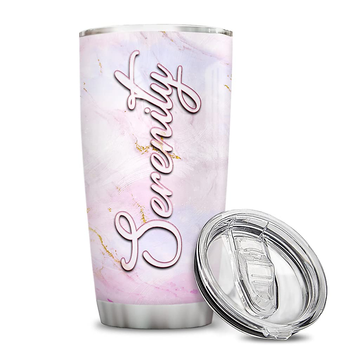 Wassmin Personalized Tumbler Stainless Steel Cup With Lid Custom Name 20oz 30oz Marble Double Wall Vacuumed Insulated Tumblers Travel Coffee Mug Birthday Christmas Gifts For Men Women