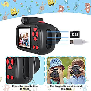 CIMELR Kids Camera, Digital Camera for Kids 6-12 Year Old Boys/Girls, 2.4 inch IPS Screen Toddler Camera, Christmas Birthday Gifts for Kids, Video Camcorder with Fill Light, 32GB TF Card (Black)