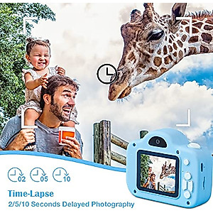 Usbinx 𝐂𝐡𝐢𝐥𝐝𝐫𝐞𝐧 Camera Photo 1080P 𝐊𝐢𝐝𝐬 Video Cartoon Digital Cameras Recorder with 32GB SD Card Anti-Fall 𝐁𝐨𝐲𝐬 & 𝐆𝐢𝐫𝐥𝐬 Photography Toy with MP3 Player (Blue)