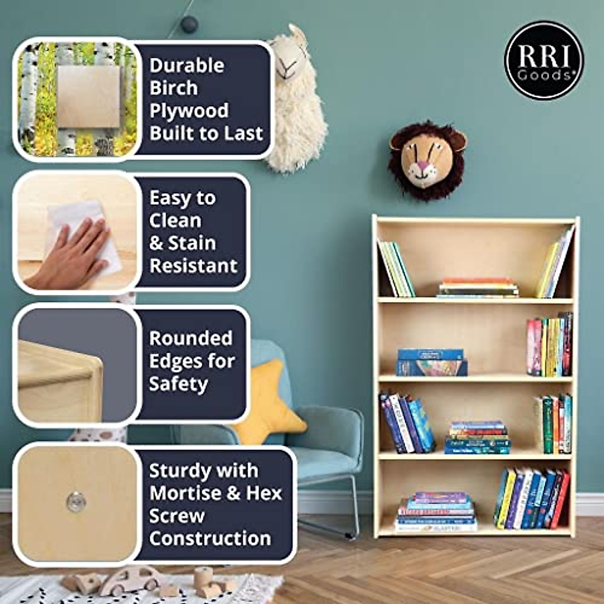 RRI Goods 100% Birch Plywood Wall Mount Baby Diaper Caddy Organizer with Storage Unit, Suitable for Storing Kids Diapers,Toys, Wipes in Nursery, Daycare, Kids Playroom