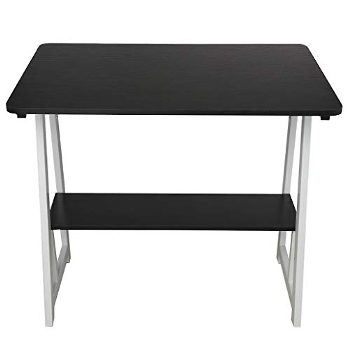 Desktop Computer Desk with Storage Rack, Home Office Study Writing Table Computer Gaming Table Bedroom Laptop Study Table, Student Workstation Study Reading Writing Desk PC Laptop Table (Black)