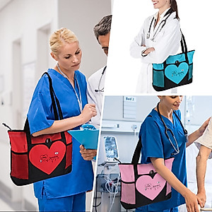 KRFITYA Personalized Nurse Tote Bag, CNA, RN, LPN Custom Heart Stethoscope Initials Gift Embroidered Medical Tote Bag