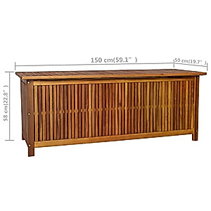 loibinfen Patio Storage Box 59"x19.7"x22.8" Solid Acacia Wood Patio Garden Outdoor Storage Container for Toys, Furniture Deck box (Weight:52.91 lbs)