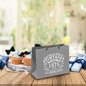 50th Birthday Gift Bags - Grey Paper with Rope Handles - Recycled Eco Friendly Gift Bag - Original Parts 1973 - Medium