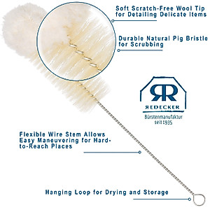 Redecker Natural Pig Bristle and Cotton Cleaning Brush, 12-5/8-Inches