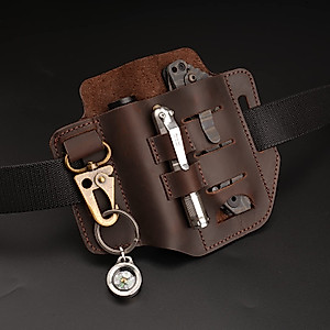VIPERADE PJ13 Leather Multitool Sheath for Belt, Leather EDC Belt Organizer for Multitools, Flashlight, Pen, Leather Sheath for Belt, Multitool and Flashlight Holster