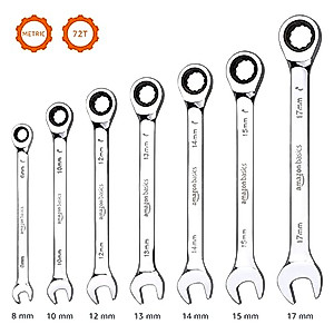 Amazon Basics Ratcheting Combination Wrench Set - Metric, 7-Piece