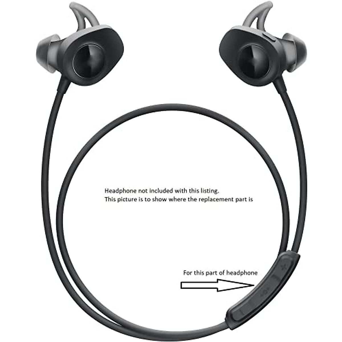 SSReplace Control Talk Buttons Cover for Bose SoundSport Wireless Black (SSSSBB)