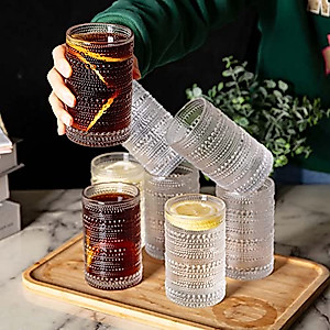 SUNNOW 12 Ounce Raindrop Glass Cup,Iced Tea Glasses for Water, Beverage,Juice, Wine,Beer and Cocktail,8 Pack (Clear)