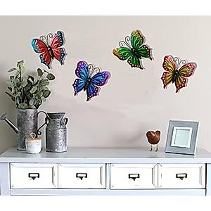 ShabbyDecor Metal Butterfly Wall Decoration Butterfly Outdoor Garden Decor Set of 4