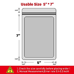 EONJOE 100-pack 5×7 inch mylar bags with clear window holographic resealable sealable packaging zip bag for small bussiness jewelry candy sample food packing supplies （Pink）