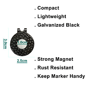 Eshan Magnetic Golf Hat Clips Ball Marker Holders (4 Pack, Galvanizde Black) for Golf Gloves Hats Bags Caps Visor Belt
