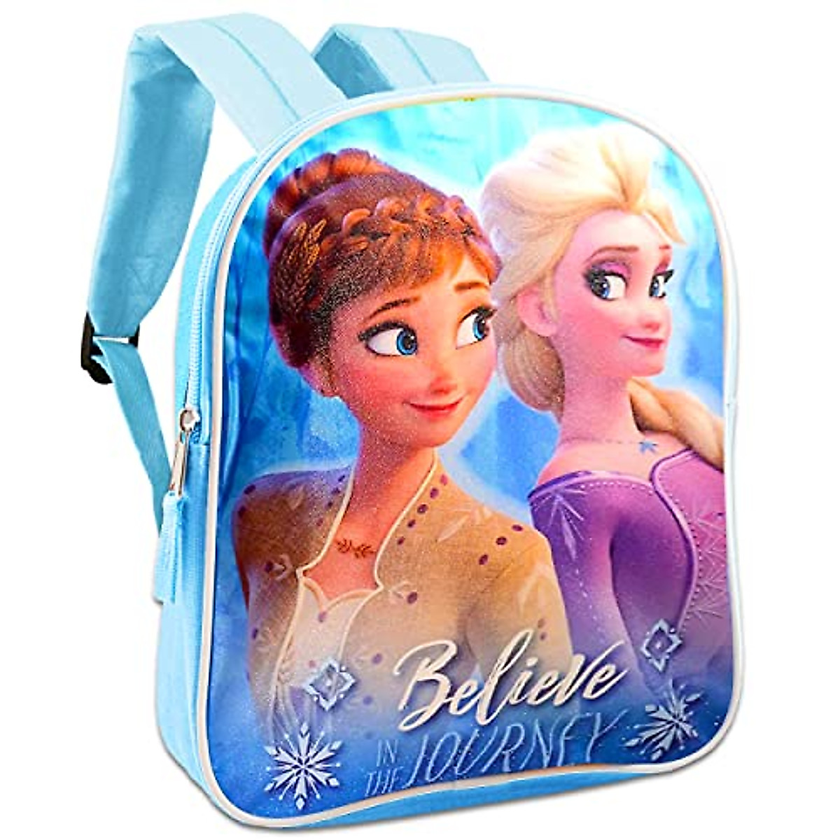 Frozen Travel Bag Backpack for Girls Toddlers Kids ~ 2 Pc Bundle with Premium 15" Frozen School Bag Travel Set, Stickers | Frozen School Supplies