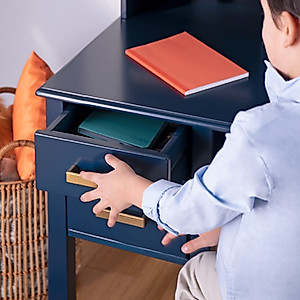 Guidecraft Taiga Desk, Hutch and Chair - Navy: Children’s Wooden Study Computer Workstation, Kids Bedroom Furniture