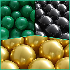 Enanal 147pcs Green Gold Balloon Garland Arch Kit, Dark Green Black and Chrome Gold Latex Balloons with BoBo Balloons for Birthday Wedding Anniversary Graduation Party Decorations (Green)