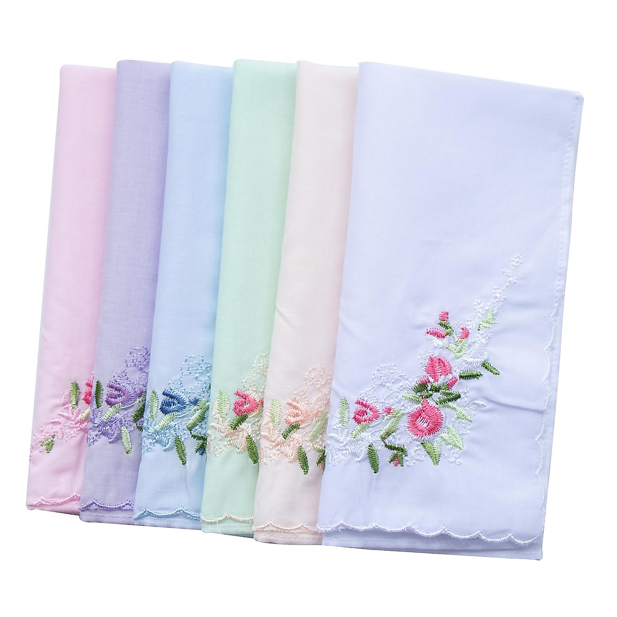 La closure Vintage Floral Cotton Embroidered Ladies Handkerchiefs 3PCS