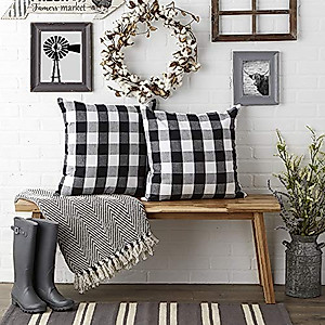 DII 100% Cotton Buffalo Check Pillow Cover Set, Black, 20x20, 2 Piece