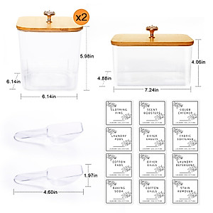 ASMALAM 3 Pack Laundry Room Organization Storage Containers Acrylic Jars and Dryer Sheet Container with Lids and Labels for Laundry Detergent Laundry Pods Containers Dry Sheet Organizing