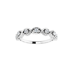Solid 14k White Gold 1/5 Cttw Diamond Stackable Wedding Anniversary Ring Band (.20 Cttw) (Width = 3.3mm) - Size 6.5