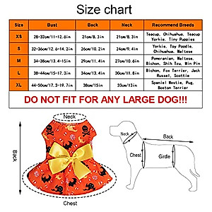 Halloween Dog Costume Pet Dress Puppy Outfits Printed with Skeleton Bat Ghost Bowknot Cat Vest Clothes for Holiday Halloween Costume Cosplay Carnival Photography (X-Small, Orange)