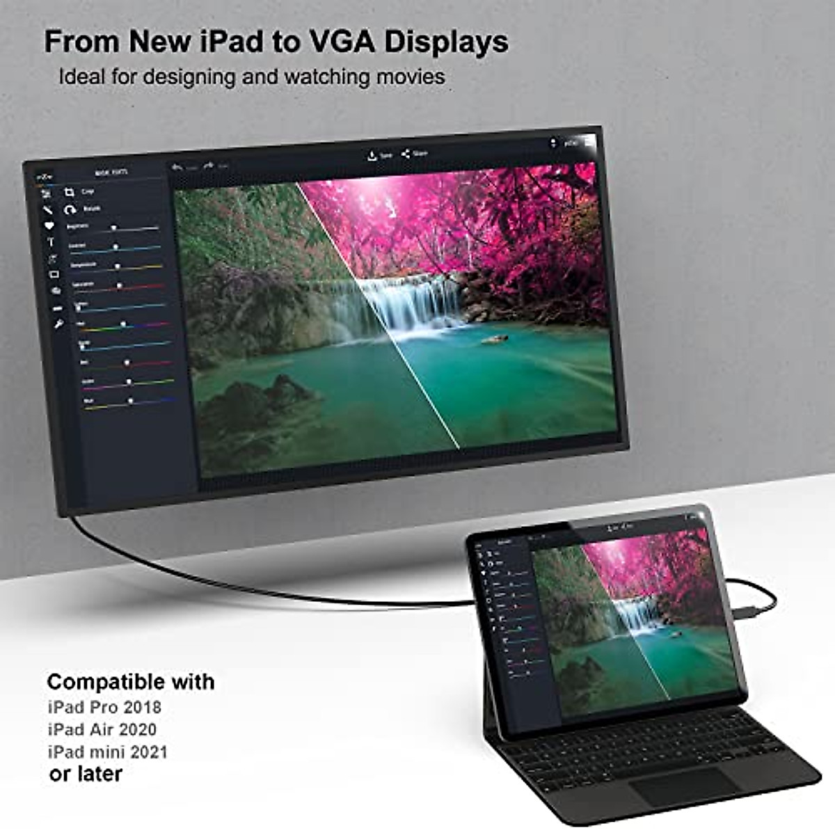 BENFEI USB C to VGA 3 Feet Cable, USB Type-C to VGA Cable [Thunderbolt 3/4 Compatible] with iPhone 15 Pro/Max, MacBook Pro/Air 2023, iPad Pro, iMac, S23, XPS 17, Surface Book 3 and More