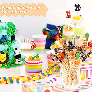 Woodland Animal Cocktail Picks Safari Animal Cupcake Toppers Jungle Party Food Appetizers Toothpicks for Baby Shower Birthday Party Drink Fruit Dessert Decorations Supplies (100)