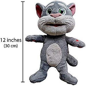 Dragon-i Toys Talking Tom Animated Interactive Stuffed Cuddly Plush Toy with Talkback 12', Grey, (80802)