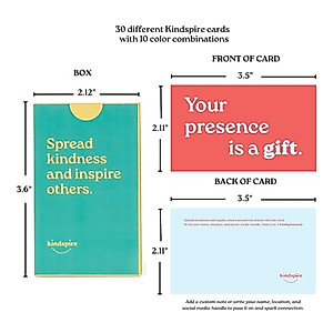 Kindspire Motivational Cards - 30 Acts of Kindness Cards (3.5" x 2.11") to Encourage Others. Minimal Inspirational and Appreciation Cards for Strangers, Friends, Coworkers, Children, with Option to