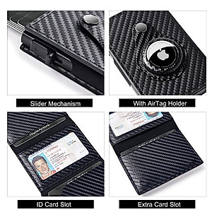 ZOVYRON Airtag Wallet Men Smart Wallet Slim Minimalist RFID Front Pocket Wallet with Airtag Holder Metal Money Card Holder Mens Gifts