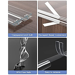 Baby Proofing, Edge Protector Strip Clear, Silicone Soft Corner Protectors with Upgraded Pre-Taped Strong Adhesive, 6.6ft(2M) for Sharp Corners of Cabinets, Tables, Drawers