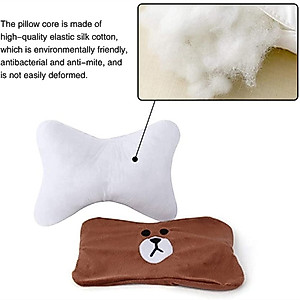 Azoepart 2PCS Car Cute Headrest Pillow Cartoon Car Neck Pillow Comfortable Soft Car Seat Plush Pillow Head Rest Cushion Universal Headrest Pillow for Travelling Car Seat and Home, Brown Bear