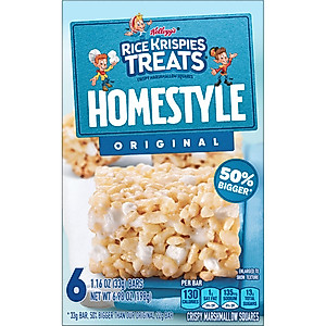 Rice Krispies Treats Homestyle Marshmallow Snack Bars, Kids Snacks, School Lunch, Original (6 Boxes, 36 Bars)