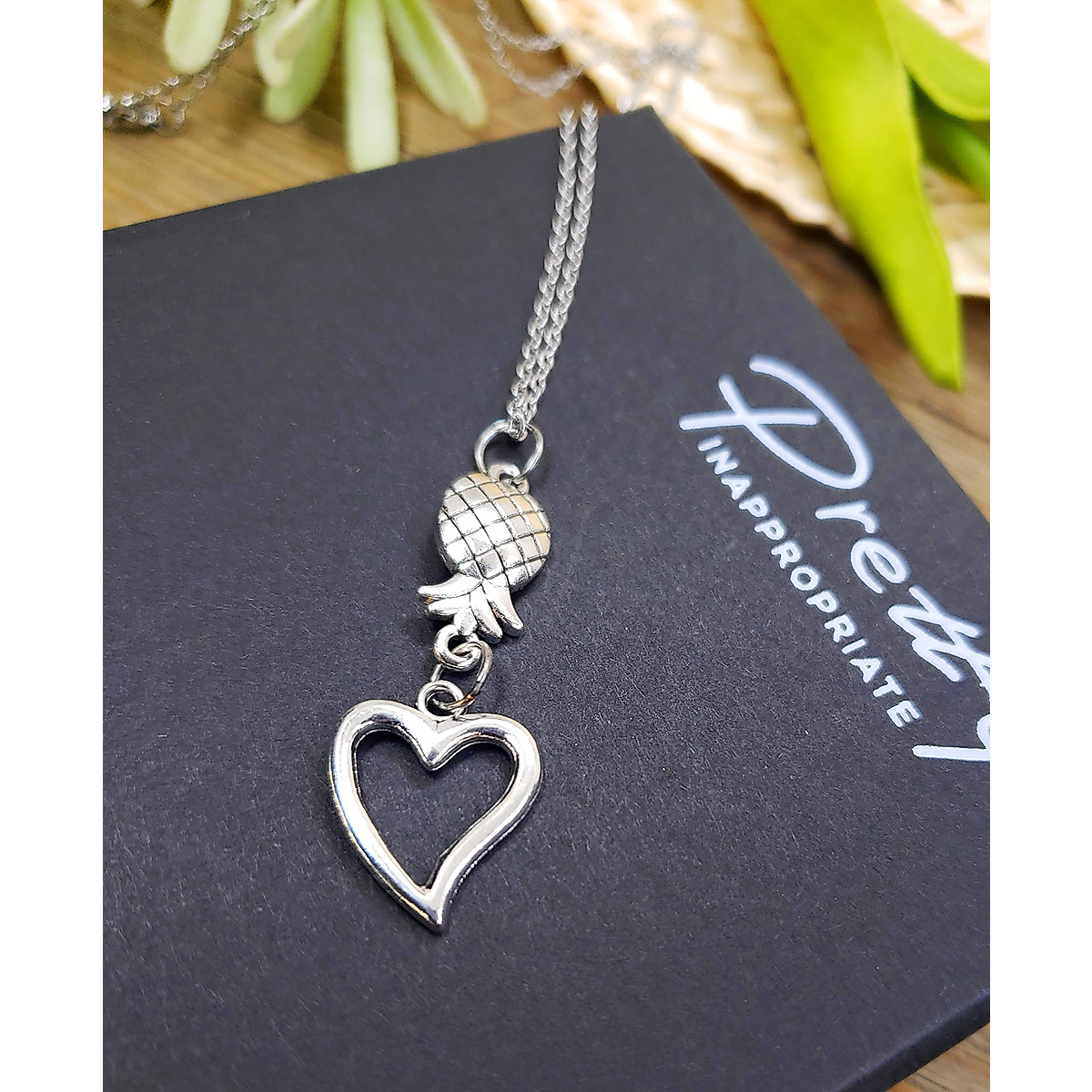 Pretty Inappropriate Upside Down Pineapple Necklace, Accessories, Upside Down Pineapple Jewelry, Silver Necklace, Stainless Steel Chain, Queen, Love, Relationship, Upsidedown, Valentines Christmas