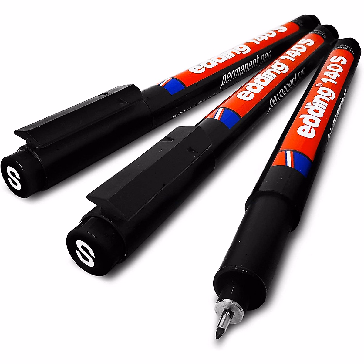 edding Permanent Pen, Fine 0.3 mm Tip, Black, Pack of 3 4-140001