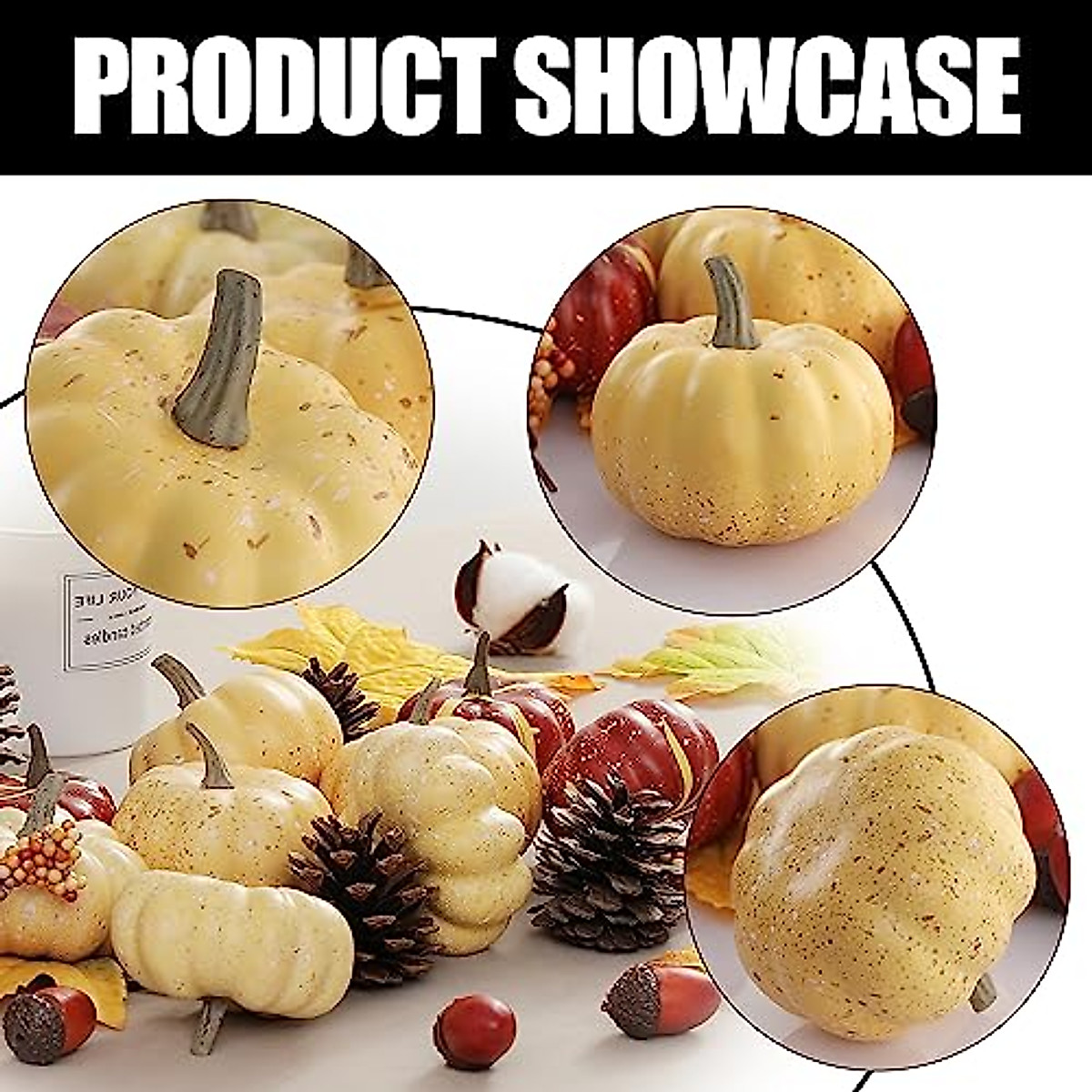 Artgar Pumpkin Decor Set, 23 PCS Fall Harvest Decorations Including Mini Pumpkins, Acorns, Pinecones, Berries, Maple Leaves for Home Table Wedding DIY Autumn Halloween Thanksgiving Decor