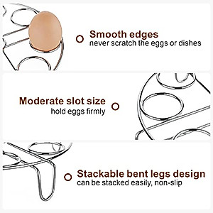 GSlife Egg Steamer Rack - Stainless Steel Trivet for 6, 8 Quart Pressure Cooker, Compatible for Instant Pot Accessories, Cooks 18 Eggs, Stackable Steaming Holders for Eggs, 2 Packs