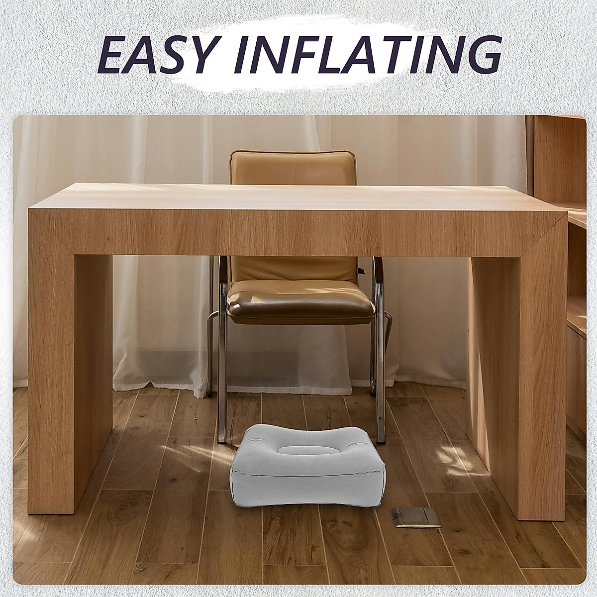 BESPORTBLE Travel Foot Rest Pillow Inflatable Footrest Cushion for Travel Office Home Perfect Airplane Travel Accessories Car Seat Footrest Leg Rest Pillow 2pcs