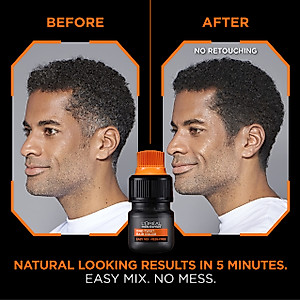 L’Oreal Paris Men Expert One Twist Mess Free Permanent Hair Color, Mens Hair Dye to Cover Grays, Easy Mix Ammonia Free Application, Real Black 02, 1 Application Kit