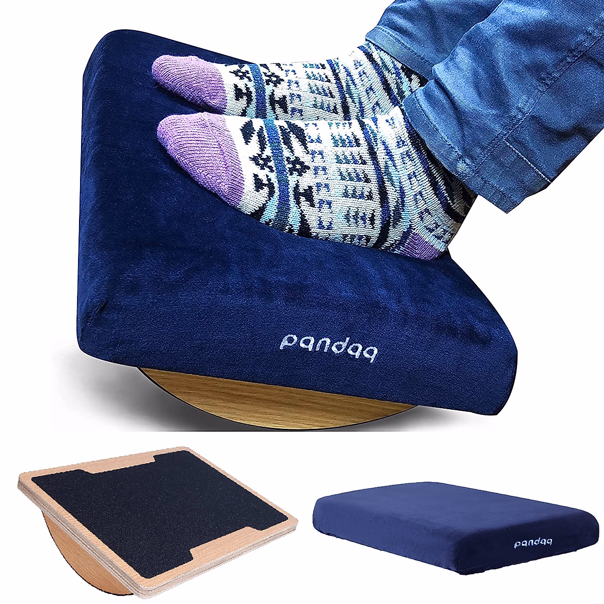 Pandaq Foot Rest Under Desk, Desk Footrest, Rocking Foot Nursing Stool,Wood Foot Stool with Soft Foam, Ergonomic Pressure Relief Stool for Home and Office