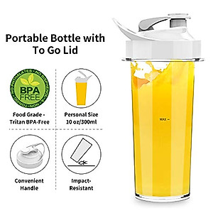 La Reveuse Personal Blender for Shakes and Smoothies 200 Watt with Magnetic Drive Technology 10 oz BPA-Free Portable Travel Bottle (White)
