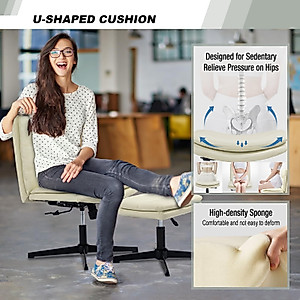 Belandi High Back Office Chair with Lifting Headrest - Adjustable Built-in Lumbar Support Flip Arms, Ergonomic Computer Desk Leather Chair Home Office Work Chairs,Thick Padded Strong Metal Base(Pink)