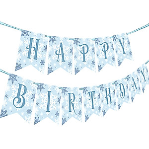 Snowflake Frozen Birthday Banner, Winter Wonderland 1st 2nd 3rd Birthday Party Decorations Snowflake Frozen Theme Party Christmas New Year Supplies