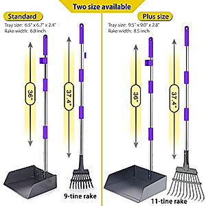 Pooper Scooper for Large & Small Dogs - Rust Proof Stainleass Metal Dog Pooper Scooper - Strong & Sturdy Rake & Scooper with 37.4" No Bending Long Handle Great for Yard or Outdoor (Standard)