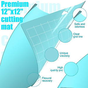 Lzerking Cutting Mat for Cricut 7 Pack Accessories and Supplies Light Replacement Blue Cut Pads Cricket Cards for Cutting Machine Maker/Maker 3/Air/Air 2 with Scraper Pick Needle for DIY Project