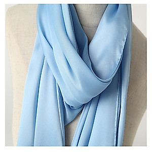 Bellonesc Silk Scarf 100% silk Long Lightweight Sunscreen Shawls for Women (light blue)