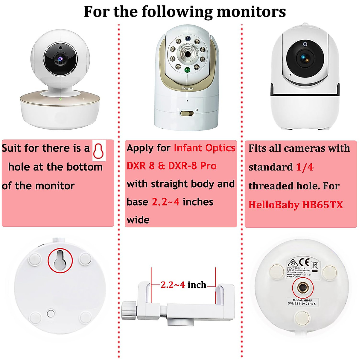 GUCHO Baby Monitor Mount for Crib, Universal Baby Monitor Holder Compatible for Infant Optics, Crib Camera Mount Stand with Clip
