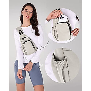 ODODOS Crossbody Sling Bag with Adjustable Straps Small Backpack Lightweight Daypack for Casual Hiking Outdoor Travel, Light Grey
