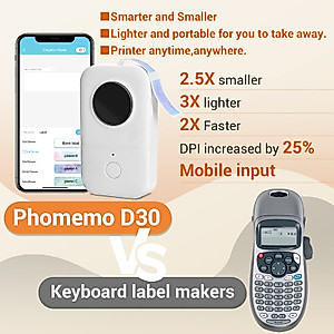 Phomemo Label Maker Machine with Tape, D30 Bluetooth Thermal Mini Label Printer for Organizing Storage, Office Supplies,Barcode,Mailing,Home Storage,Small Portable Sticker Maker, White