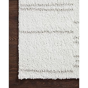 Loloi II Bliss Shag Collection BLS-02 White/Grey 5'-3" x 7'-6" Area Rug